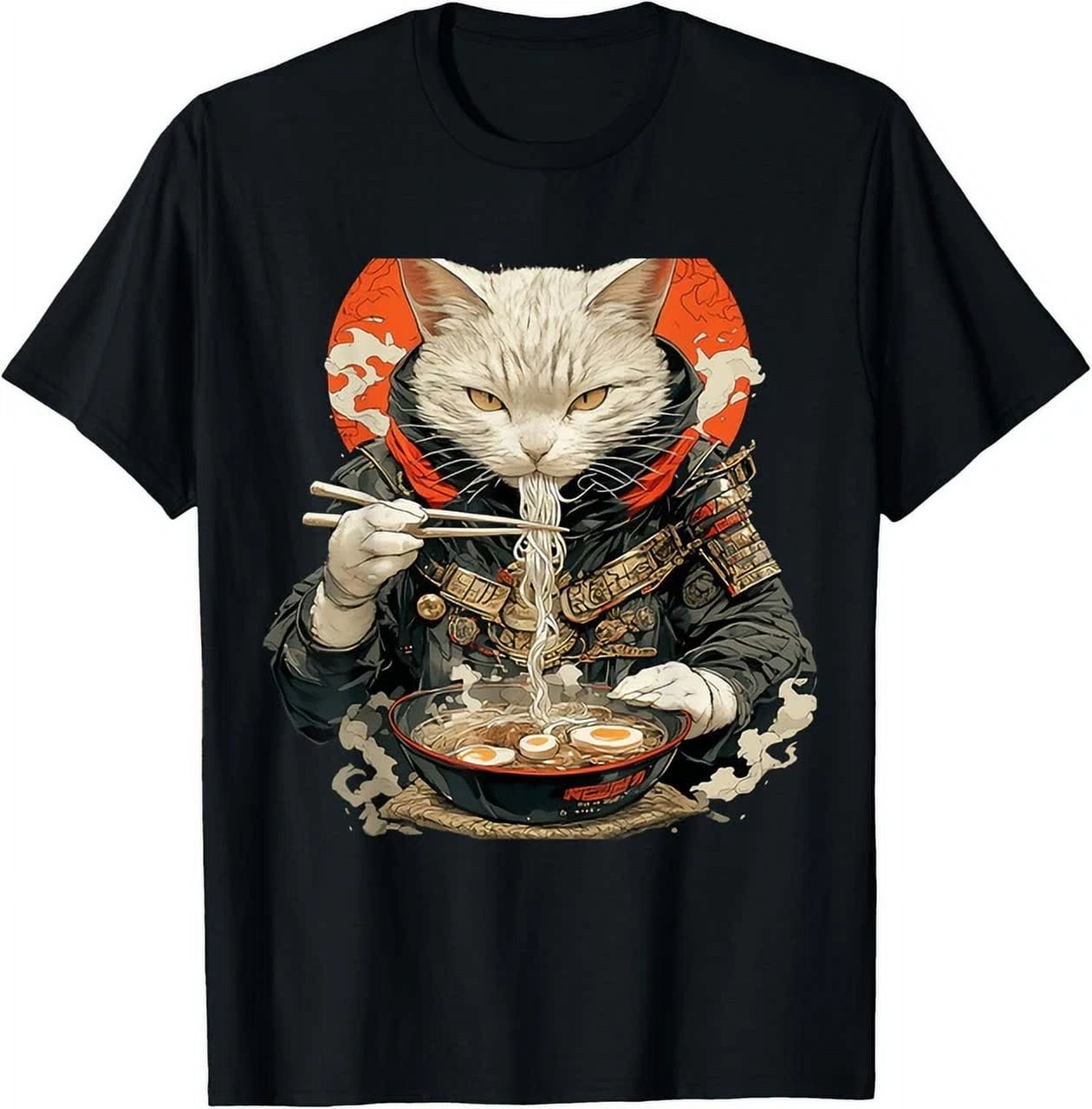 Vintage Japanese Art Ramen Cat Ninja Ukiyo-E Anime T-Shirt Best ...