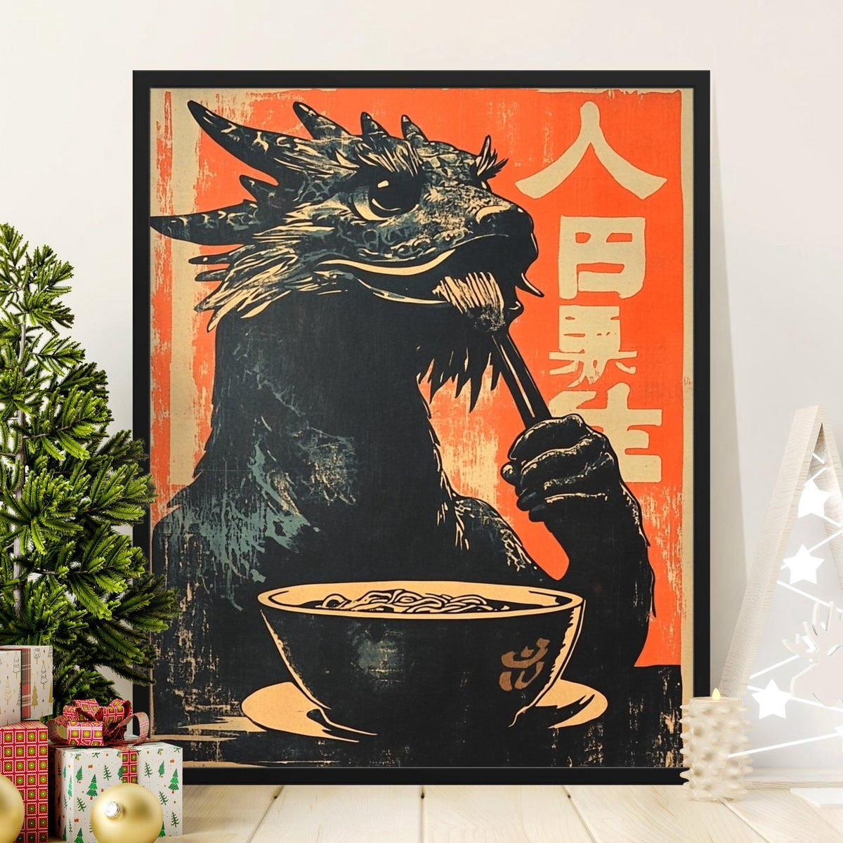 Vintage Japanese Dragon Poster, Asian Artwork Print, Ramen Noodle ...