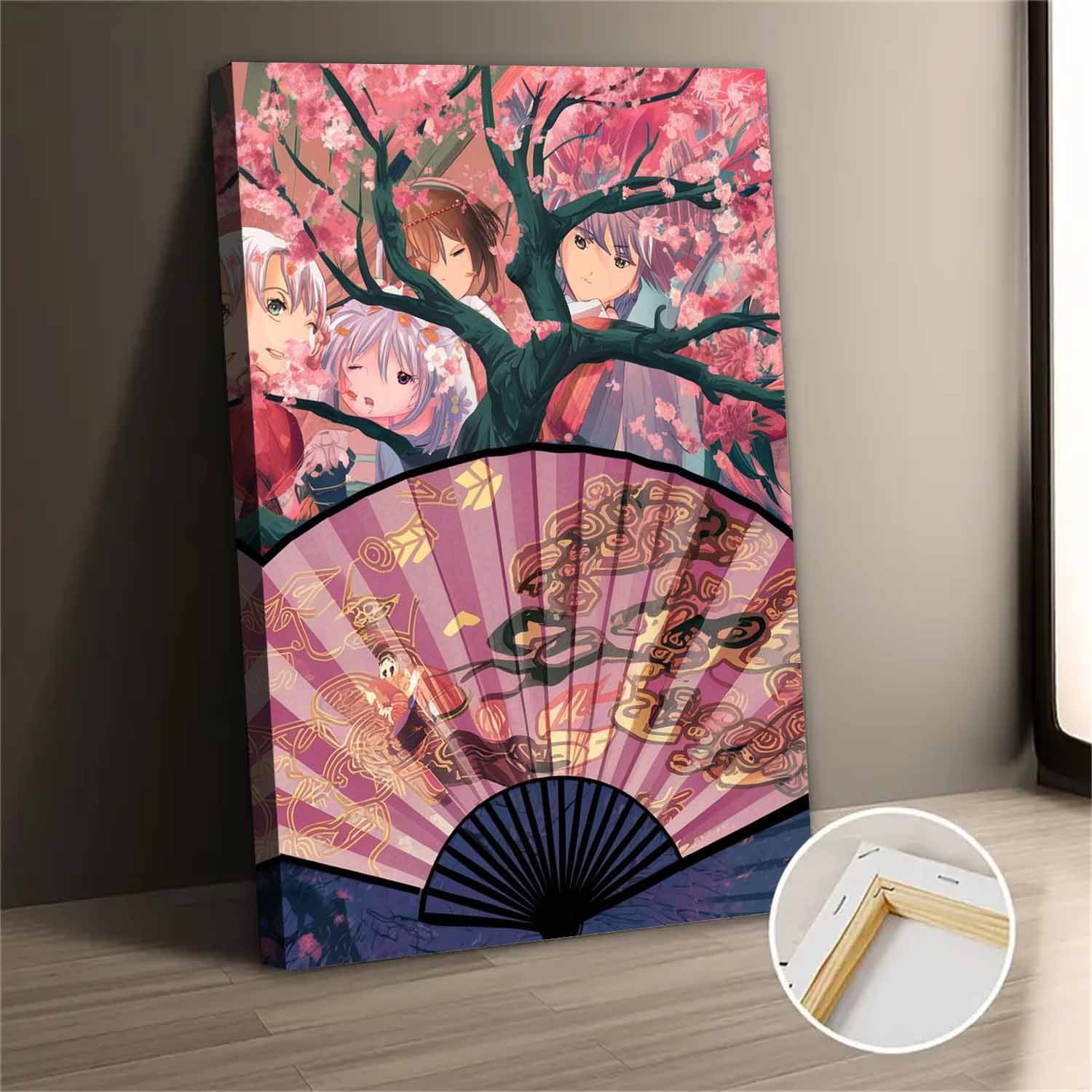 Vintage Japanese Fan Aesthetic Canvas Wall Art - Walmart.com