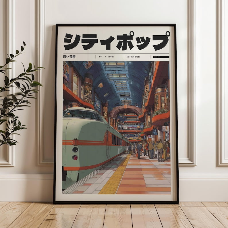 Vintage Japanese Magazine Style Wall Decor Poster Futuristic City ...