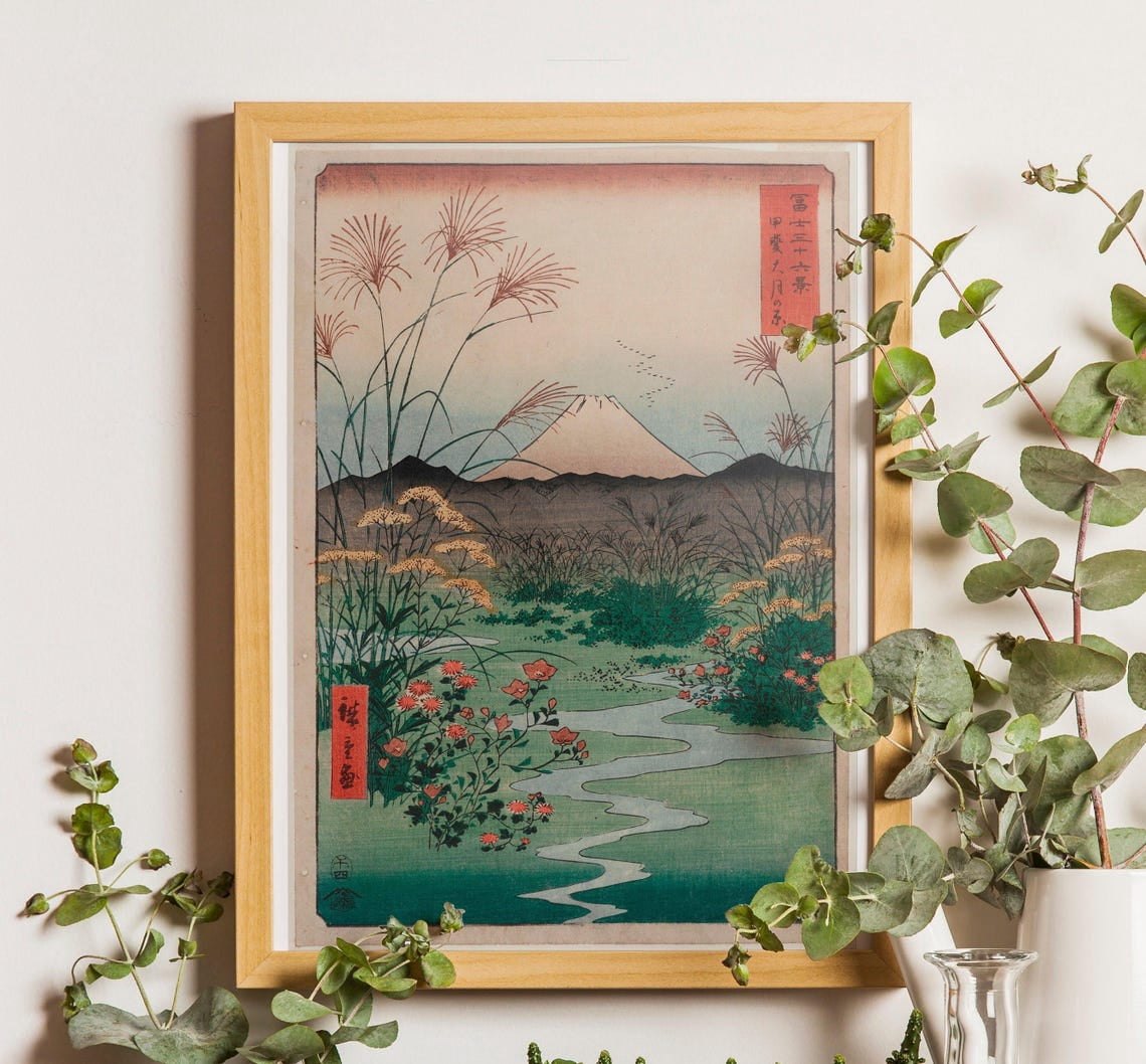 Vintage Japanese Poster, Plain In Kai Province 1858 Hiroshige Artwork ...