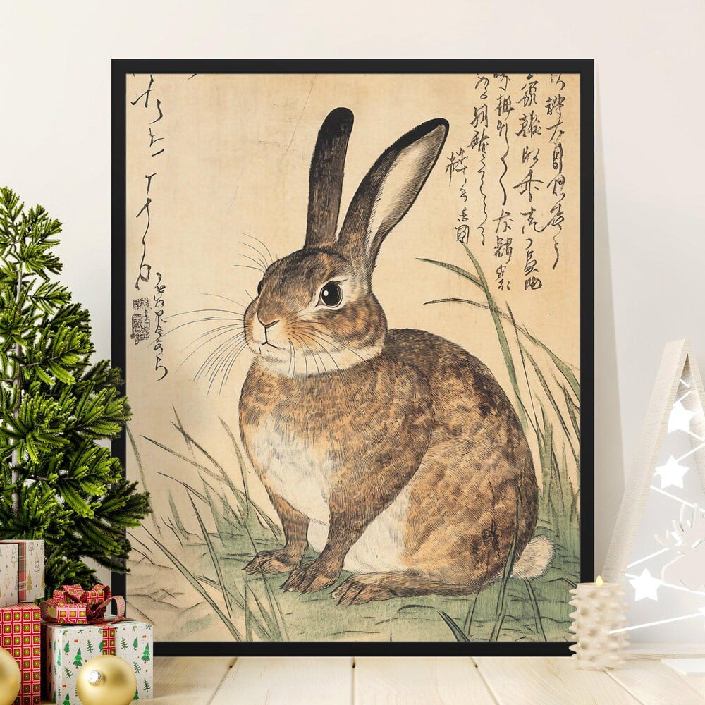 Vintage Japanese Rabbit Art Print, Historical Bunny Illustration Poster ...