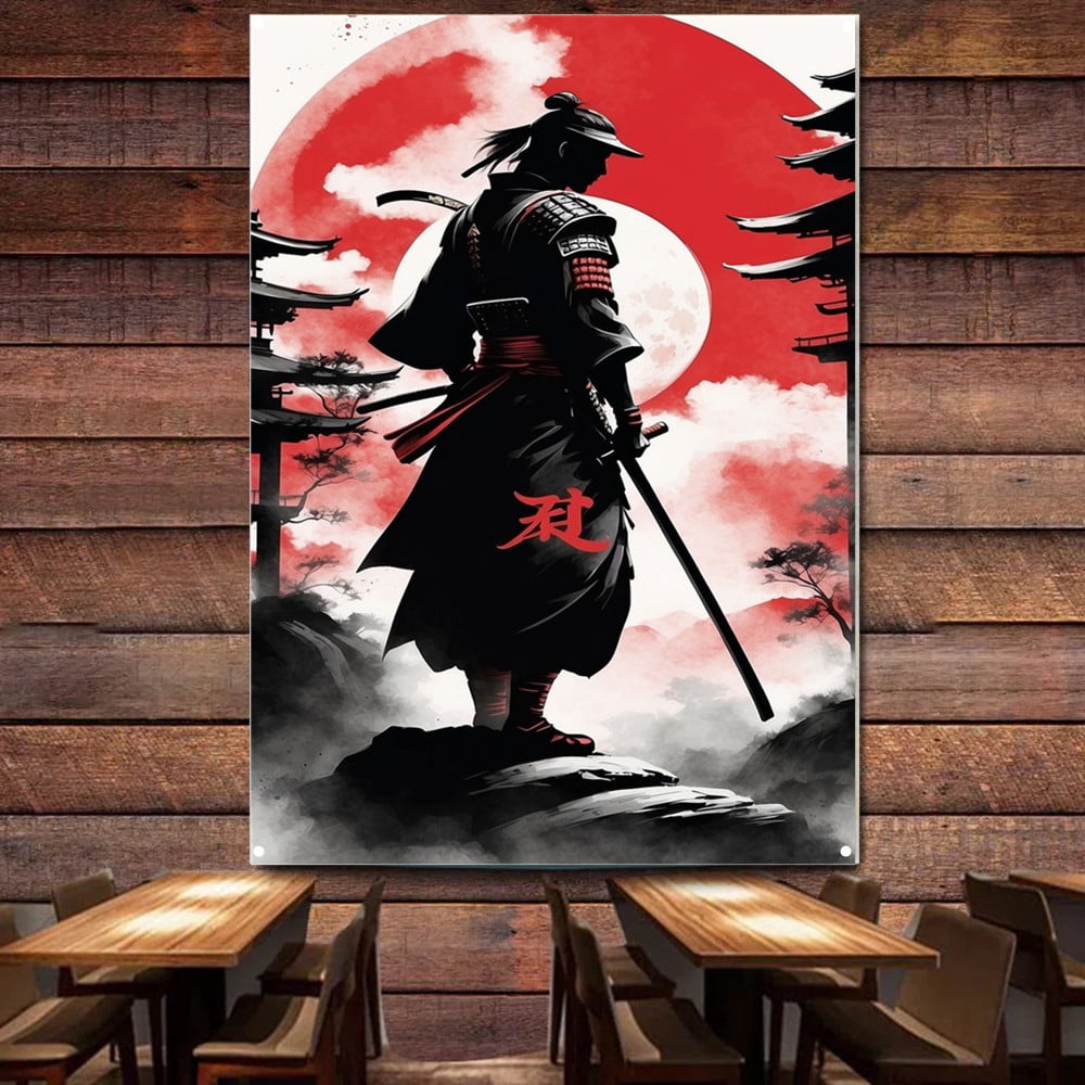 Vintage Japanese Samurai Warrior Poster Wall Art Decor Tapestry Flag ...