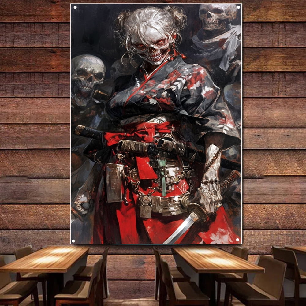 Vintage Japanese Samurai Warrior Tapestry Wall Art Posters 38" x 57 ...