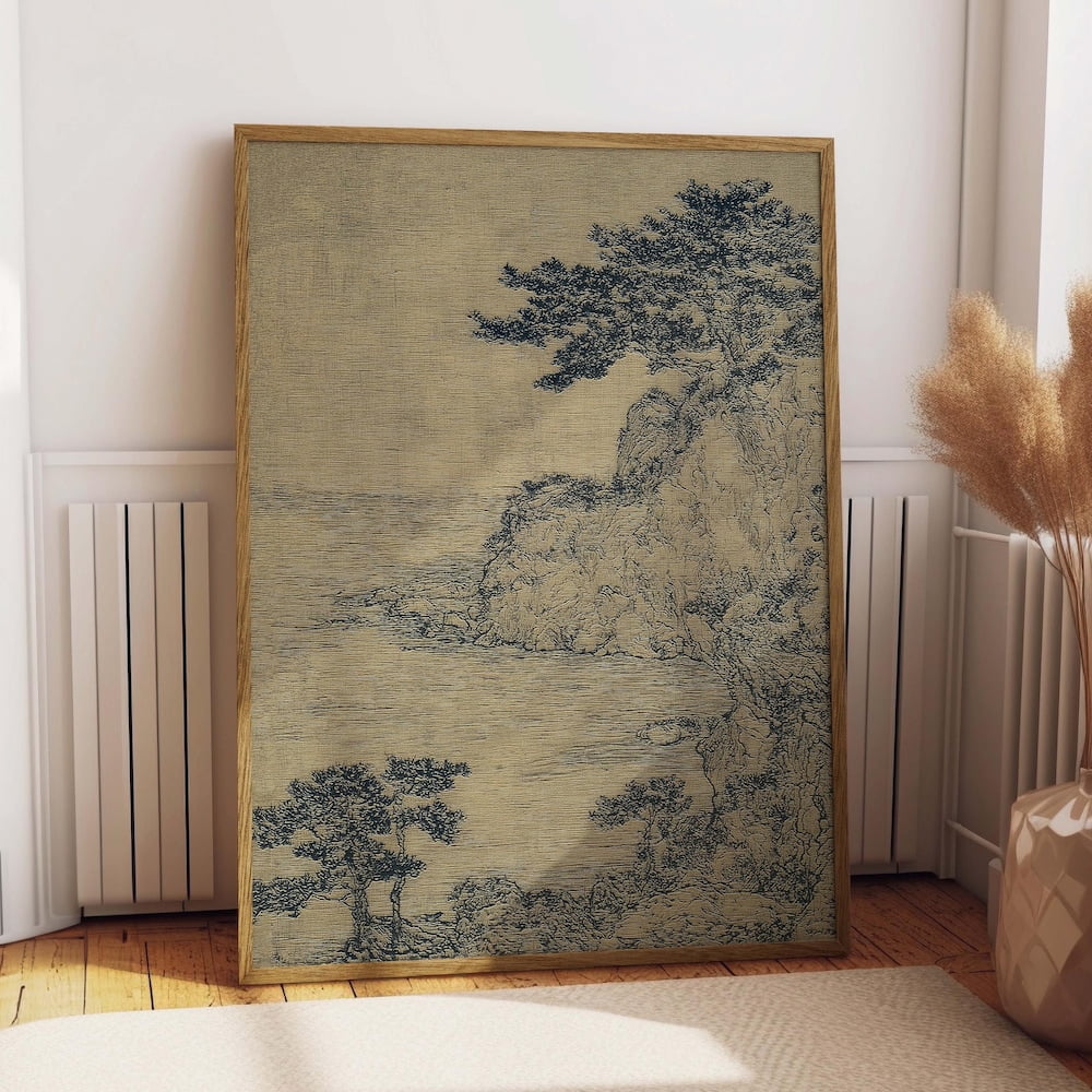 Vintage Japanese Sketch Print, Nature Landscape Poster, Minimalist ...