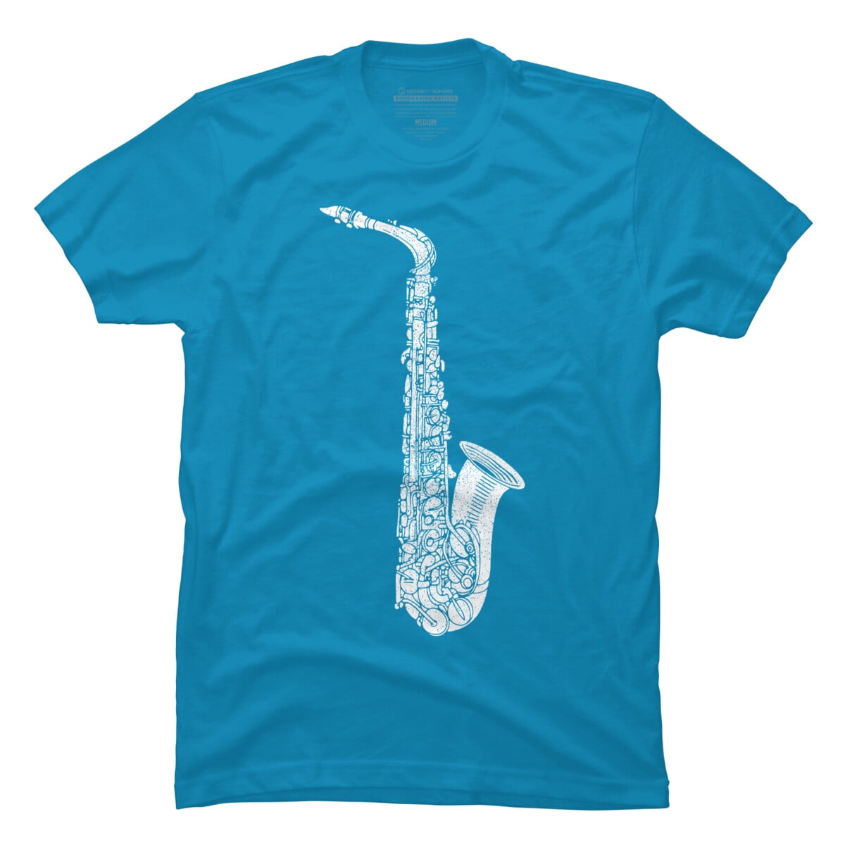 Vintage Jazz Saxophone Mens Turquoise Blue Graphic Tee - Design By ...