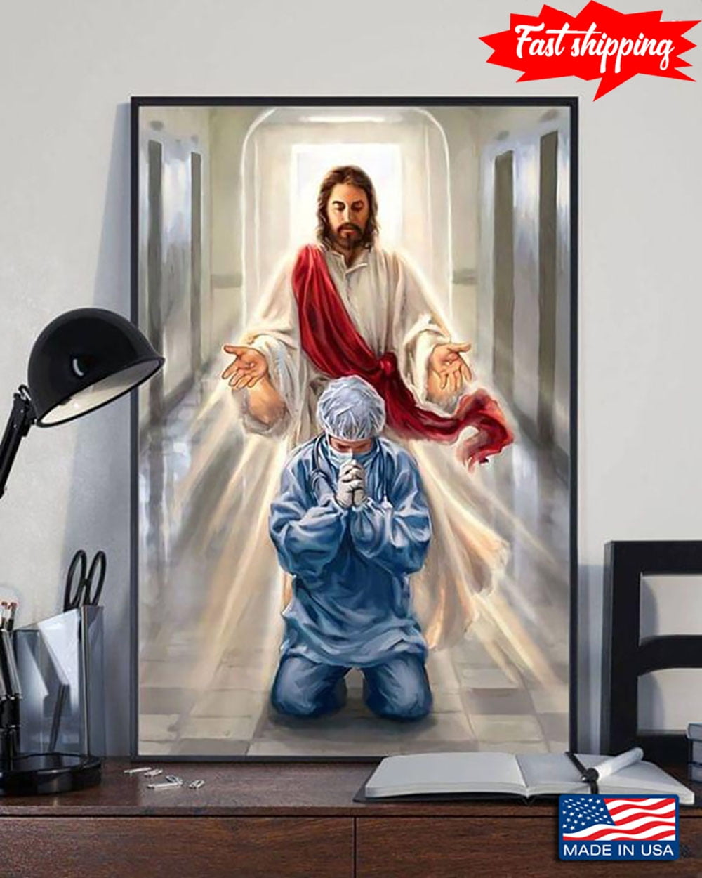 Vintage Jesus Christ Blesses Praying Nurse 11 x 17 Inch Poster ...