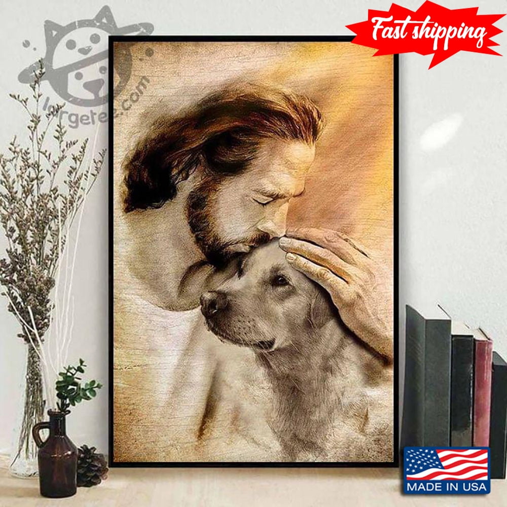 Vintage Jesus Christ Kissing Labrador Retriever Dog 16 x 24 Inch Poster ...