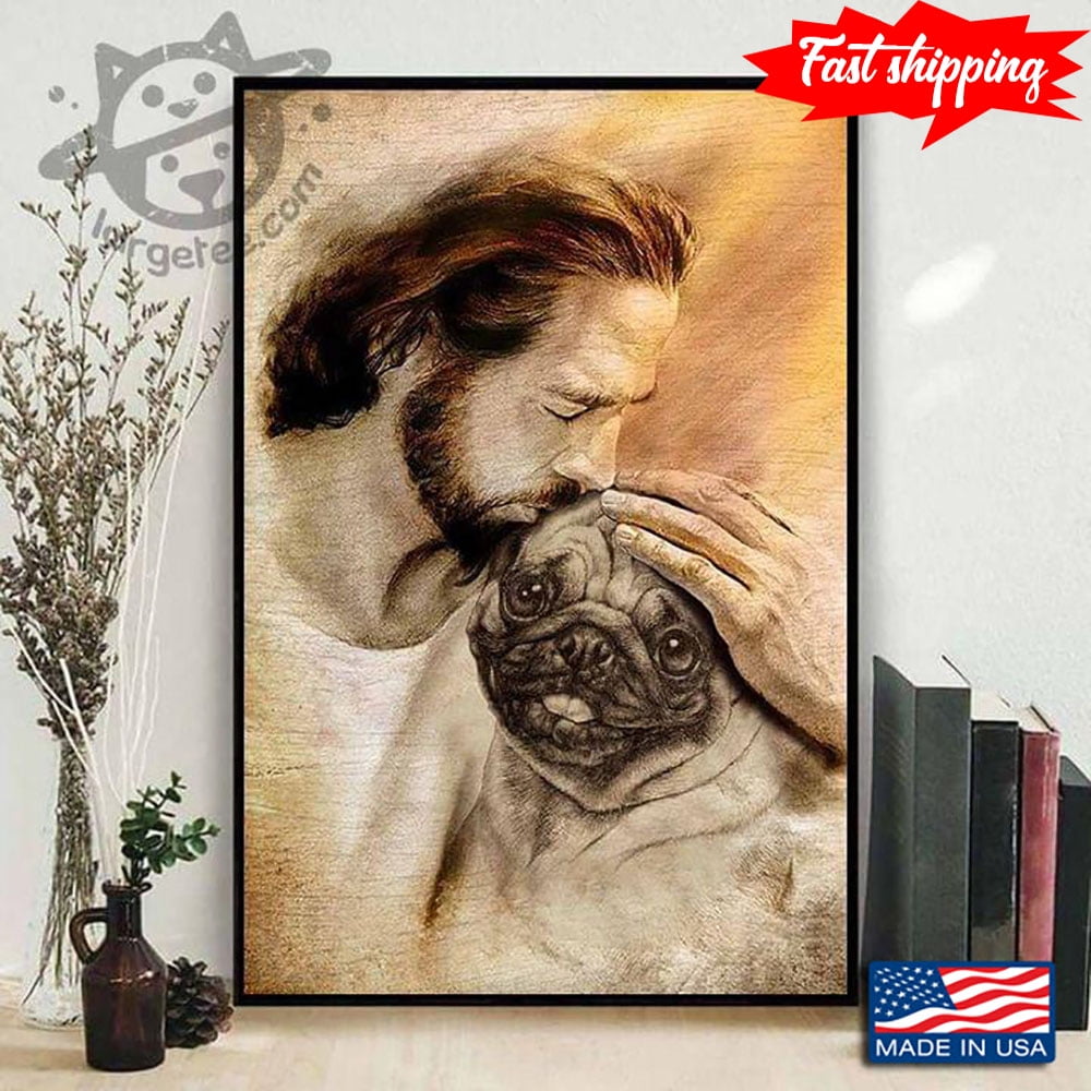 Vintage Jesus Christ Kissing Pug Dog 16 x 24 Inch Poster - Walmart.com