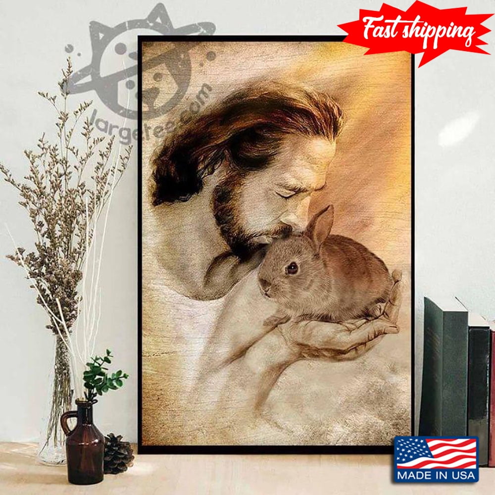 Vintage Jesus Christ Kissing Rabbit 24 x 36 Inch Poster - Walmart.com