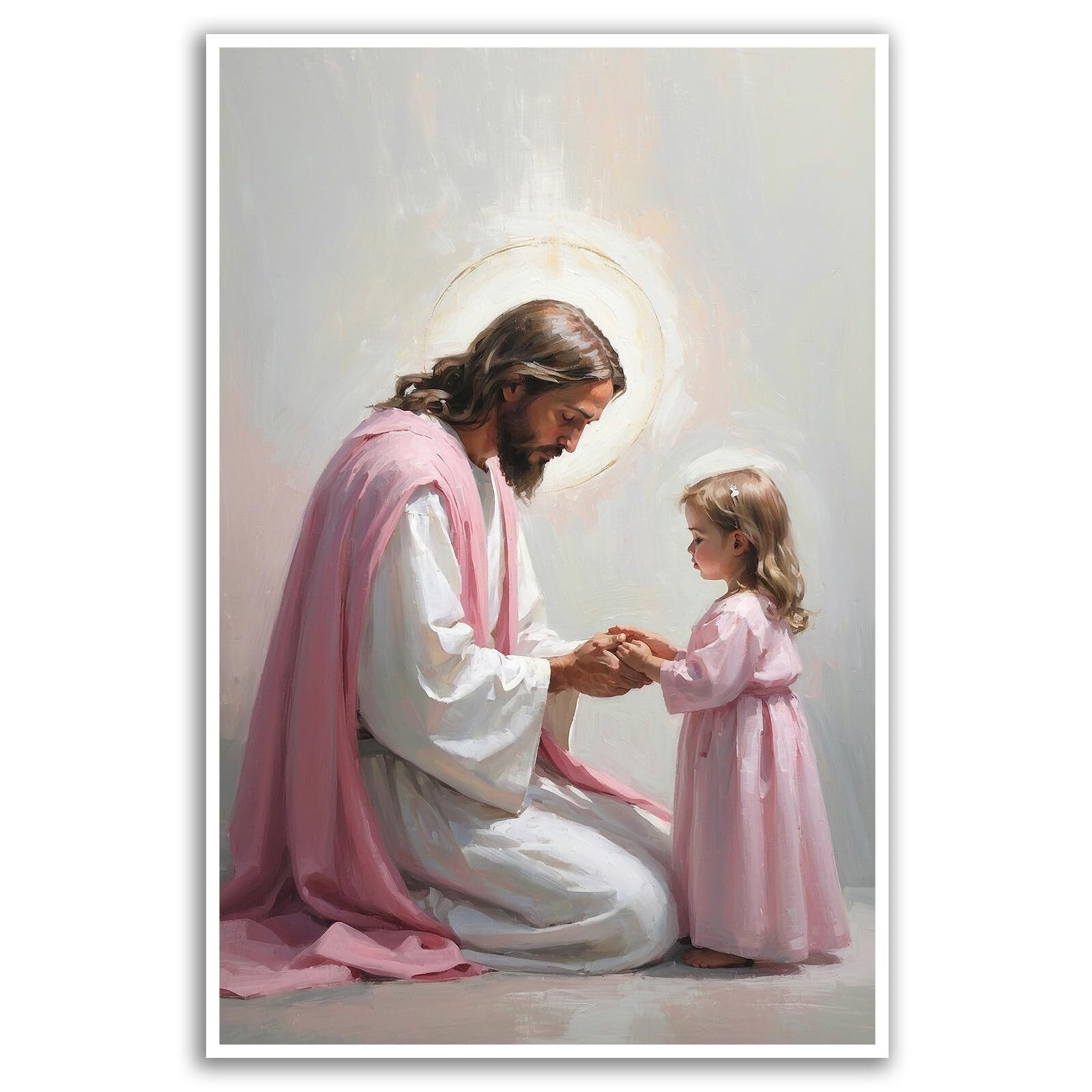 Vintage Jesus And Girl Canvas Poster Print Jesus And Girl Portrait Wall ...