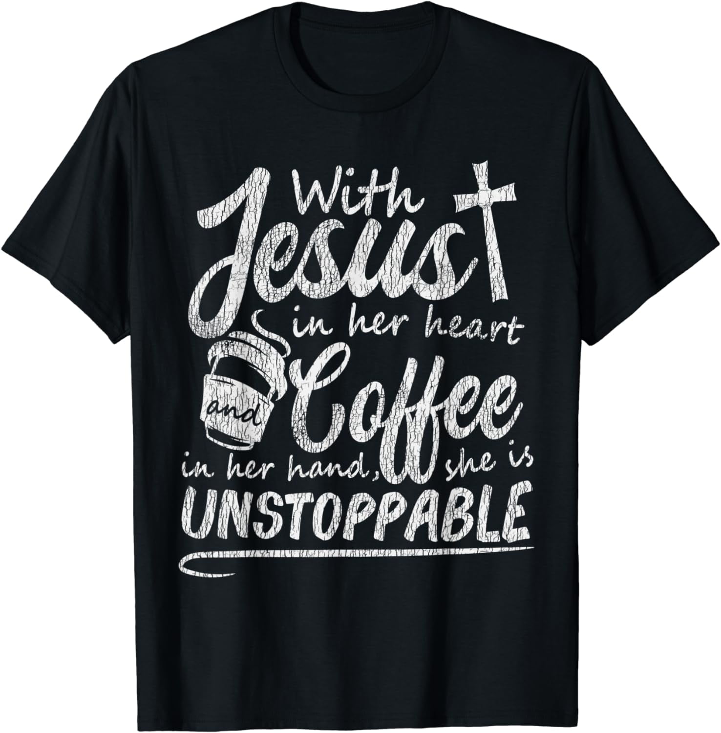 Vintage Jesus In Her Heart Matching Christian Coffee Lover T-Shirt ...