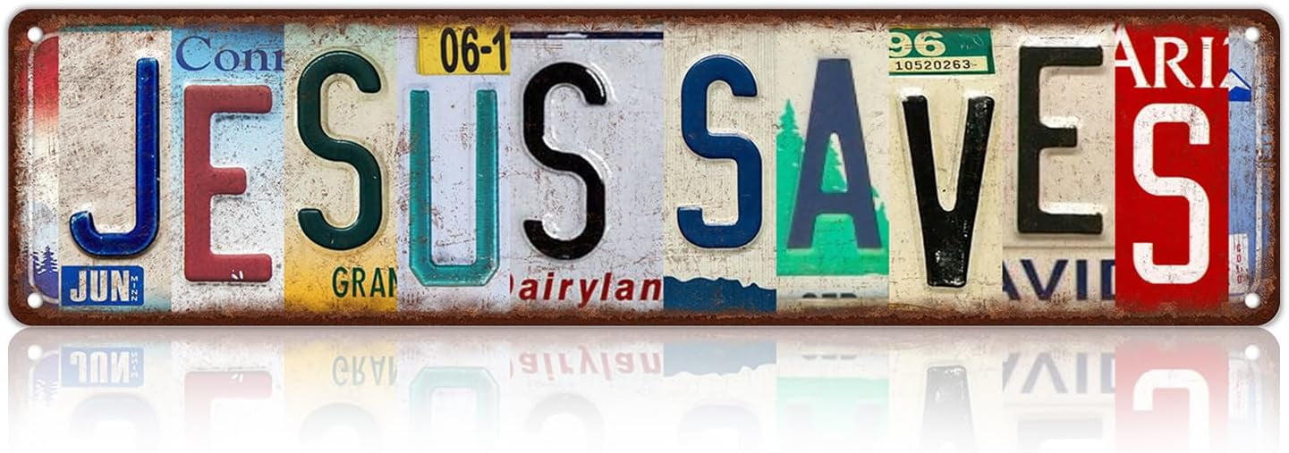 Vintage Jesus Saves Wall Decor Street Signs Metal Tin Signs 16 x 4 ...