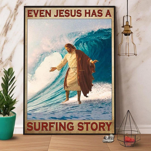 Vintage Jesus Has A Surfing Story Paper Poster No Frame Matte Poster ...