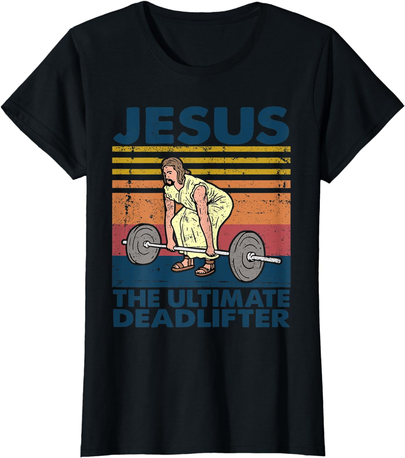 Vintage Jesus The Ultimate Deadlifter Funny Christian Gym T-Shirt ...