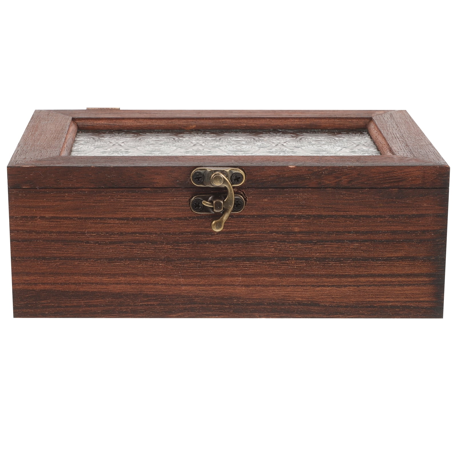 Vintage Jewelry Box Glass Containers Display Case Stash Chest Organizer ...