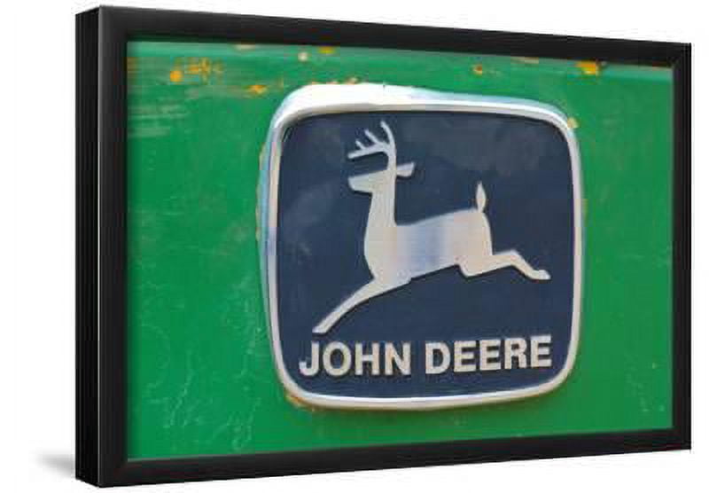 Vintage John Deere Tractor Metal Emblem Photo Poster, Framed Art Print ...
