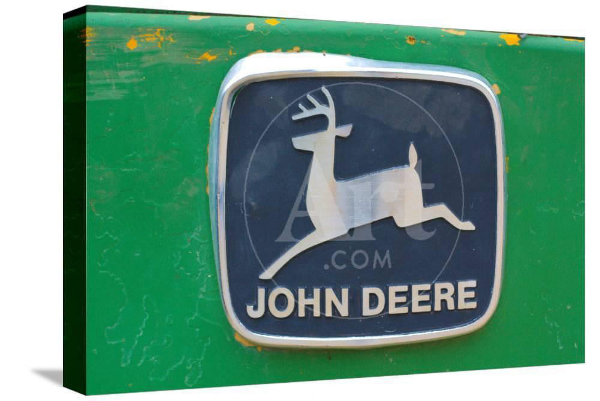 Vintage John Deere Tractor Metal Emblem Photo Poster, Stretched Canvas ...