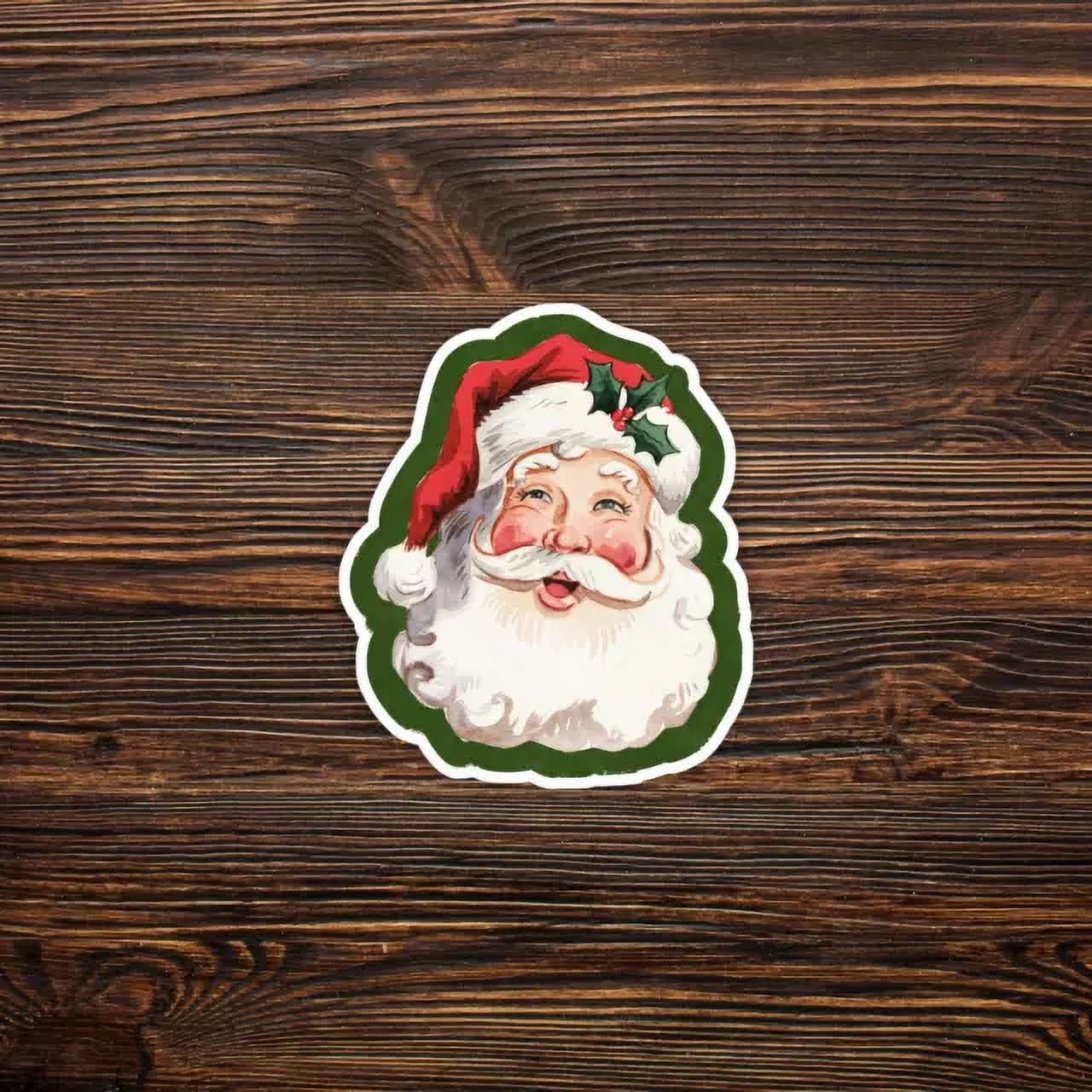 Vintage Jolly Santa Claus Christmas Sticker - Retro Holiday Decor ...