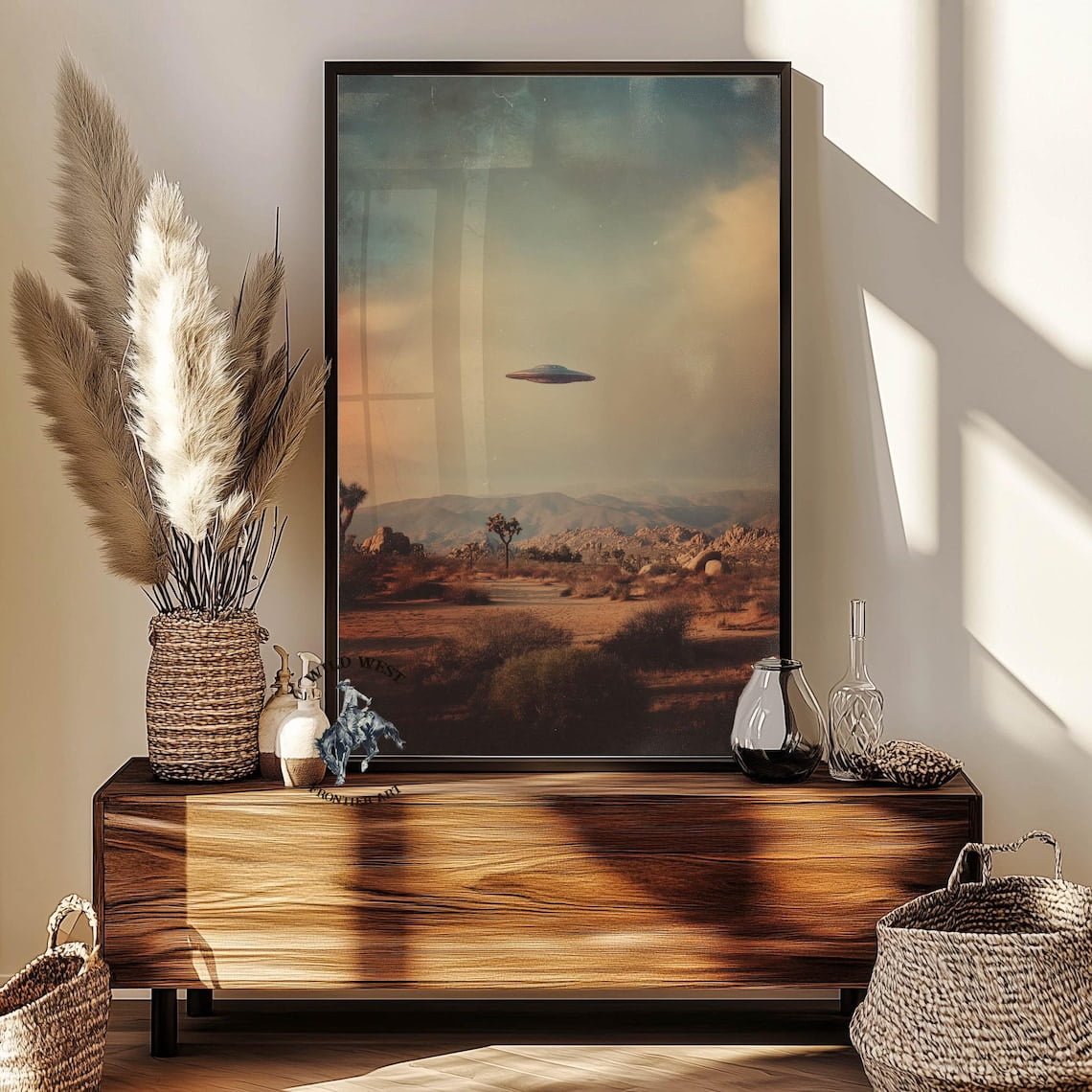 Vintage Joshua Tree Ufo Poster, Retro Desert Sci,Fi Art Home Decor ...