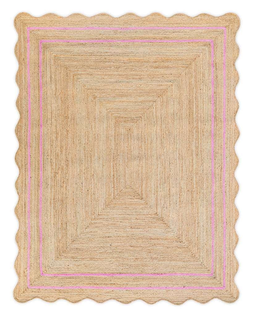 Vintage Jute Area Rug Decor Braided Rectangular Scalloped Vintage ...