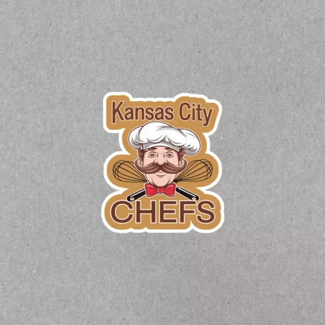 Vintage Kansas City Chefs Mascot Sticker - Retro Cartoon Chef Logophone ...