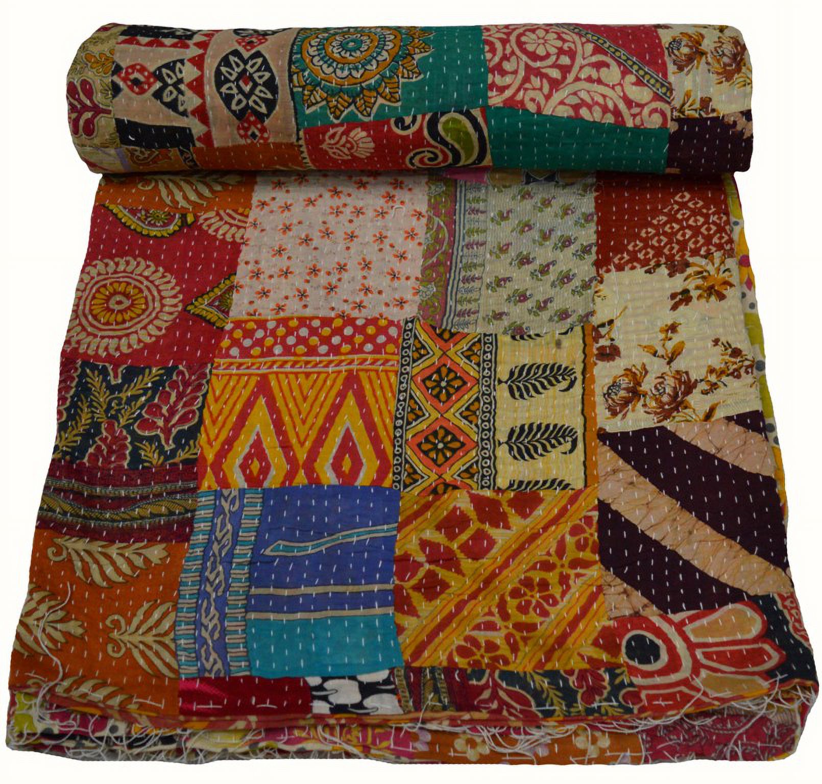 Yuvancrafts Indian Handmade Pacthwork Kantha Quilt Queen Size Multi ...