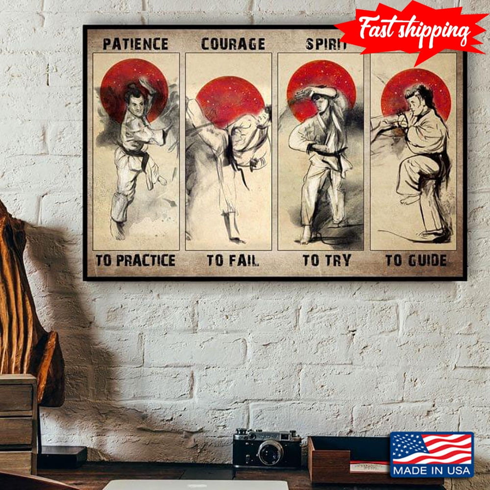 Vintage Karate Players & Blood Moon Patience To Practice Courage To ...