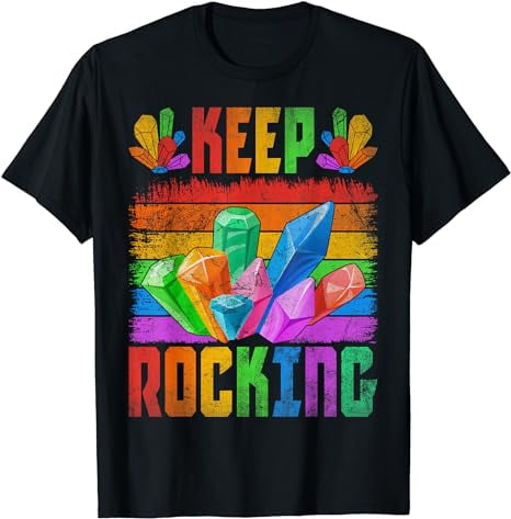 Vintage Keep Rocking Geologist Funny Paleontologist Geology T-Shirt ...