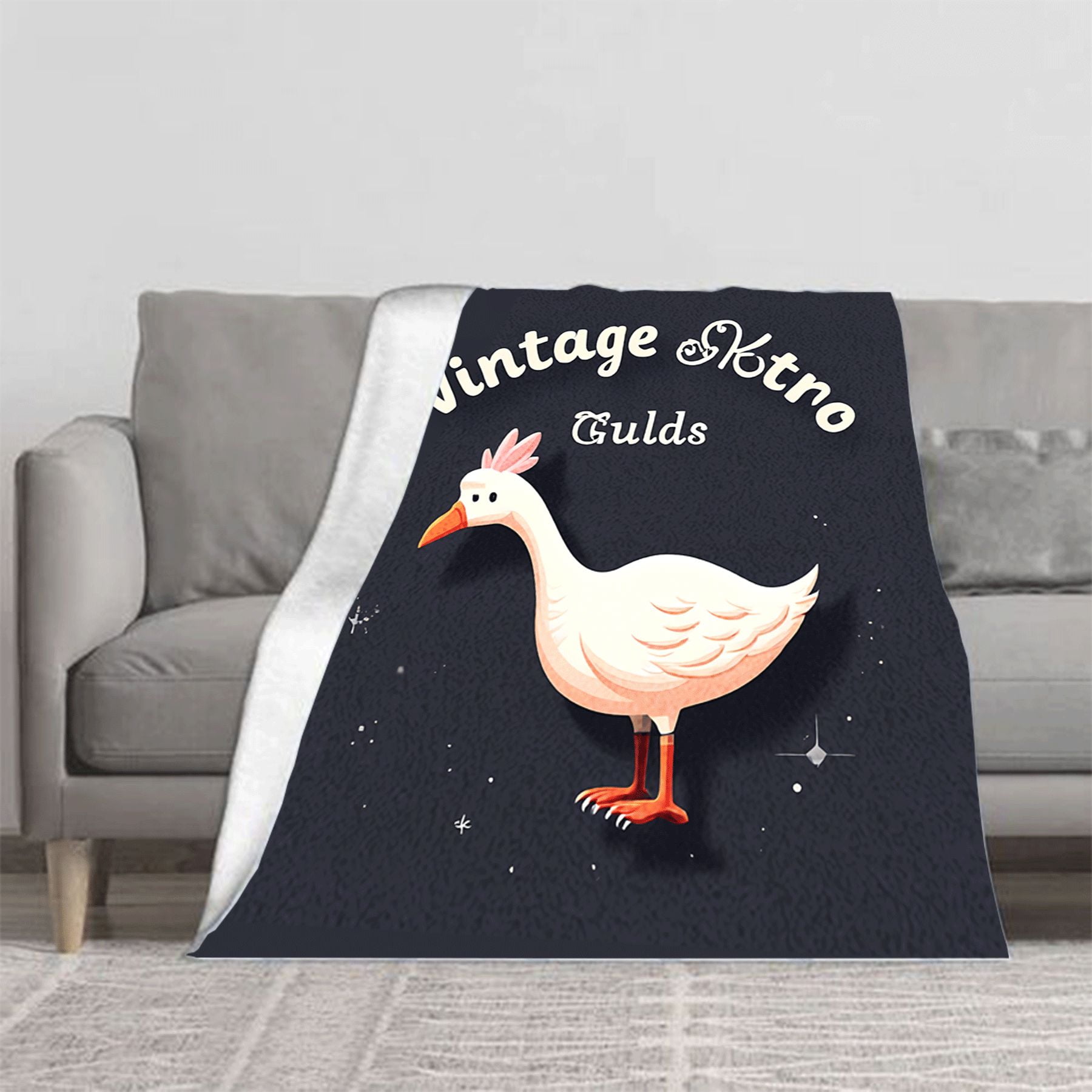 Vintage Ketto Gulls Soft Cozy Flannel Blanket - Whimsical Goose Design ...