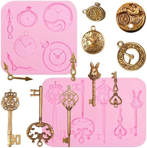 Vintage Key Fondant Silicone Molds Pocket Watch Chocolate Molds Clock ...
