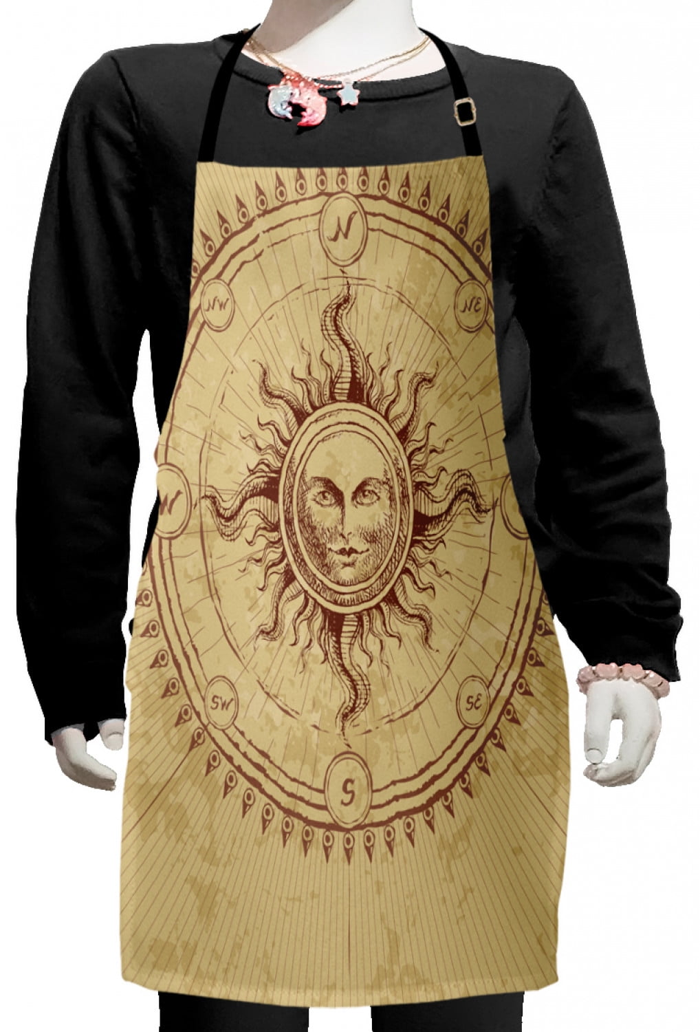 Vintage Kids Apron, Roman Style Face in Circle Like Radiating Sun ...
