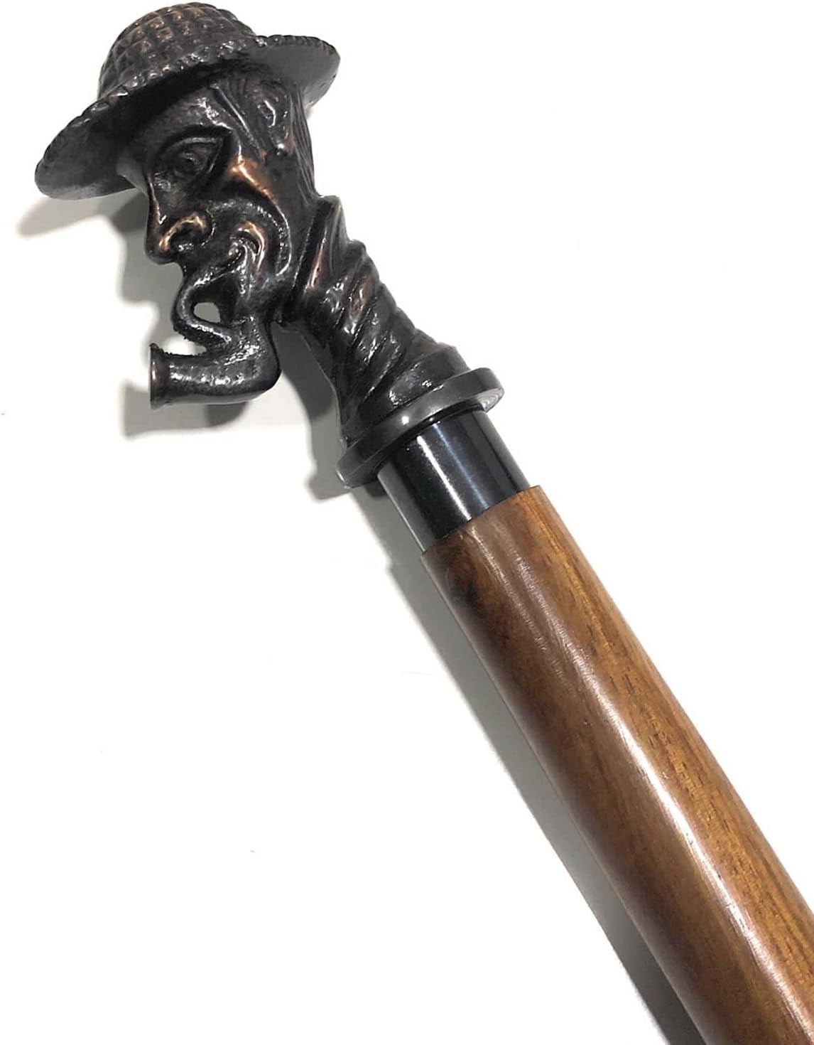 Vintage King Metal Head Engraved Sherlock Homes Spy Steampunk Walking ...