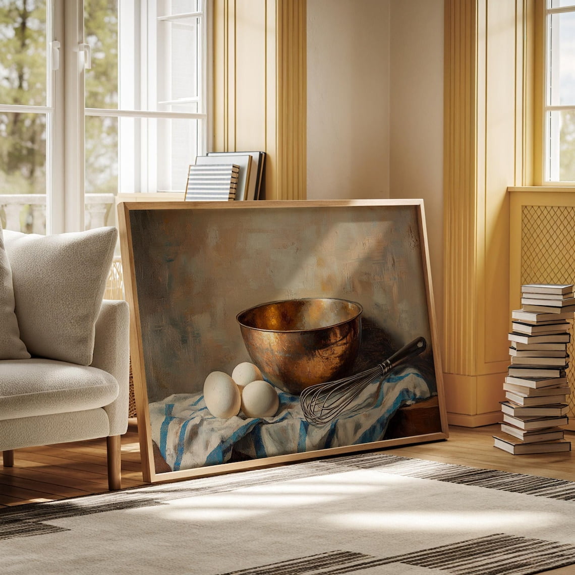 Vintage Kitchen Art, Rustic Baking Wall Decor, Antique Copper Bowl ...