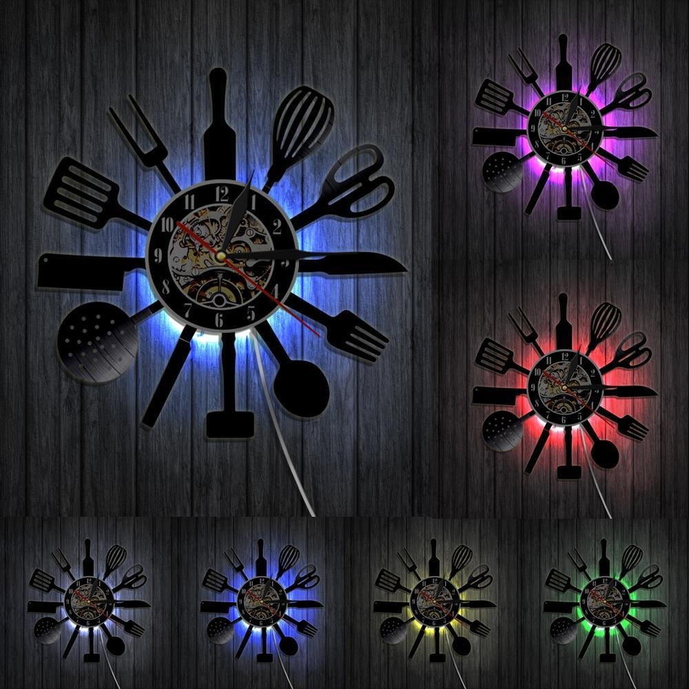 Vintage Kitchen Cutlery Vinyl Record Wall Art Spoon Fork Knife Kitchen ...