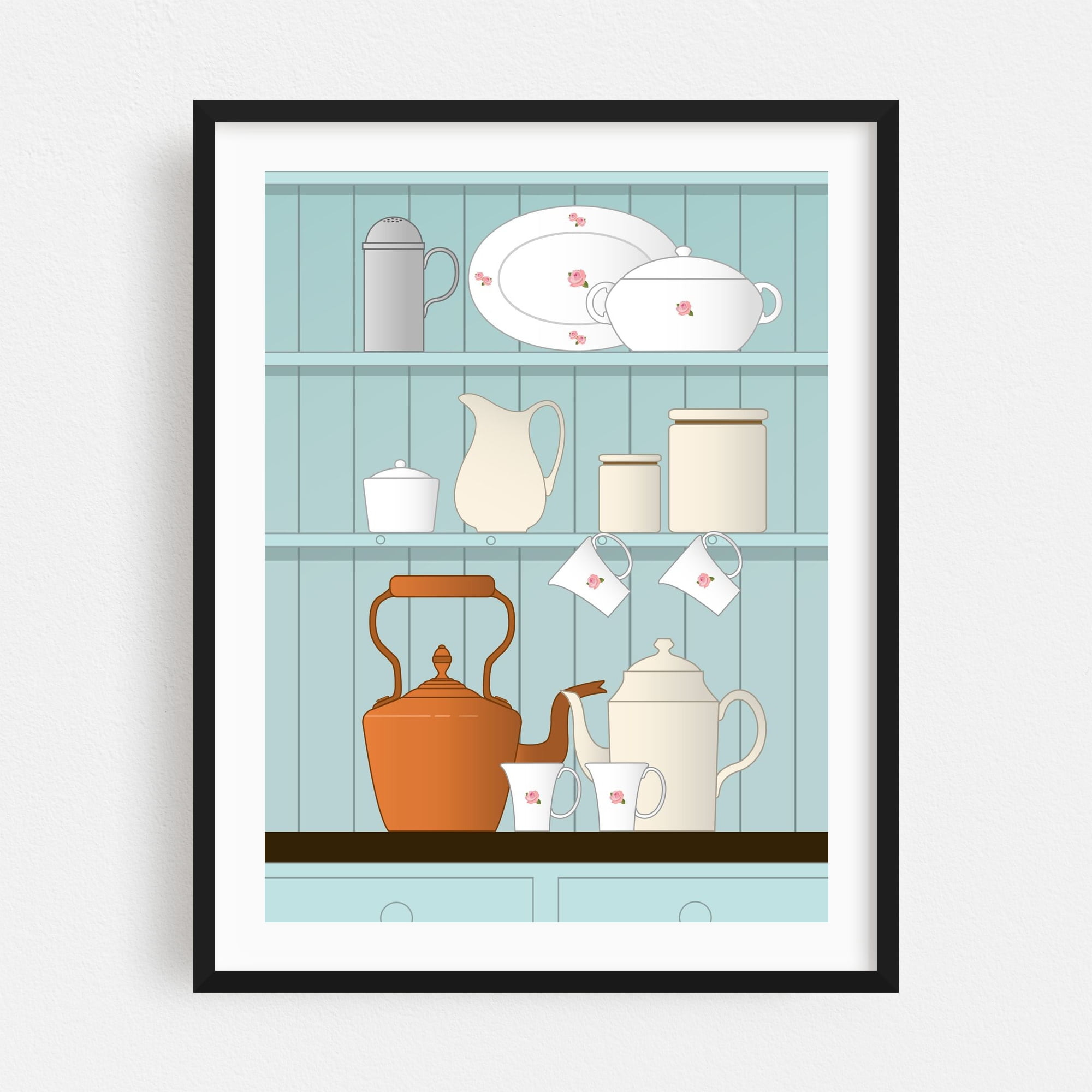 Vintage Kitchen Illustration - Digital Art Kitchen Decor Vintage ...