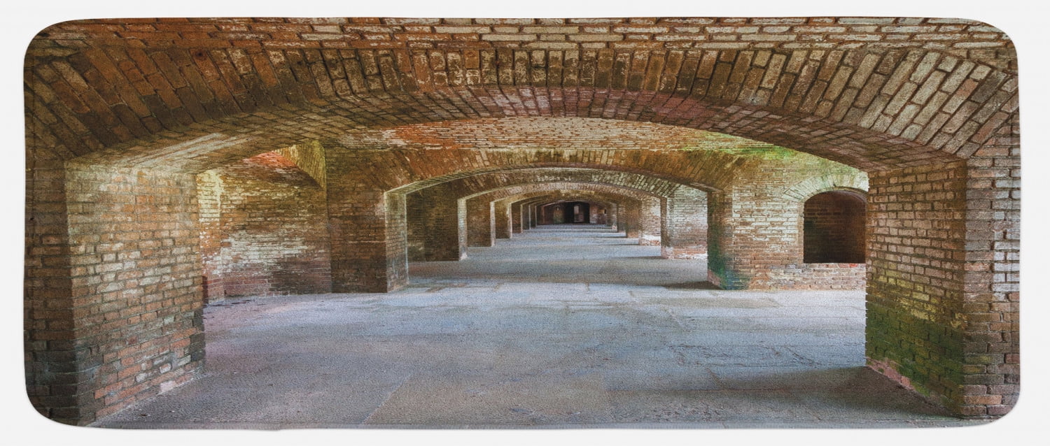 Vintage Kitchen Mat, Brick Arches Dry Tortugas Old Fort Historic Heritage Tourist Attraction ...