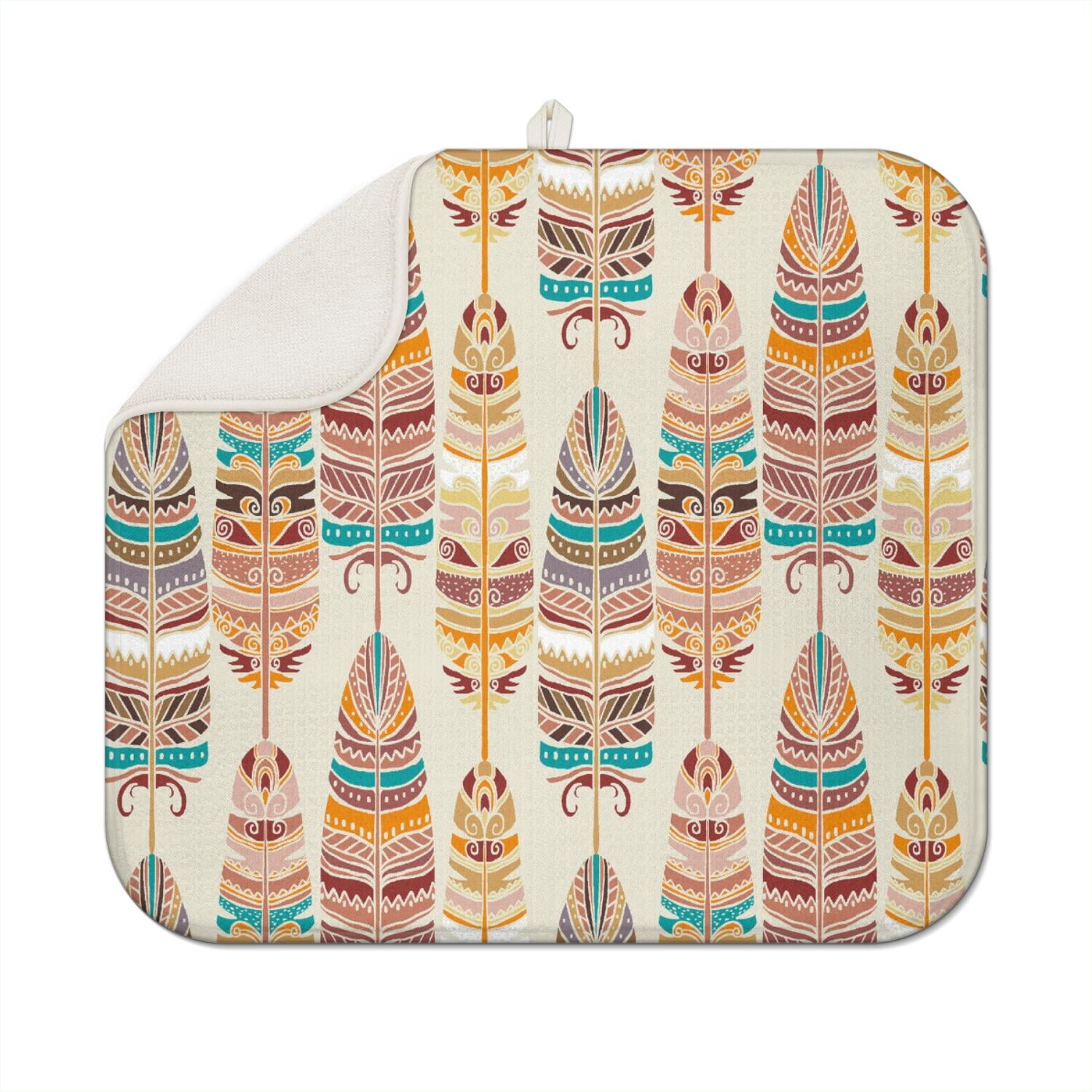 Vintage Kitchen Mat Coffee Maker Pad Boho Microfiber Dish Drying Rack ...