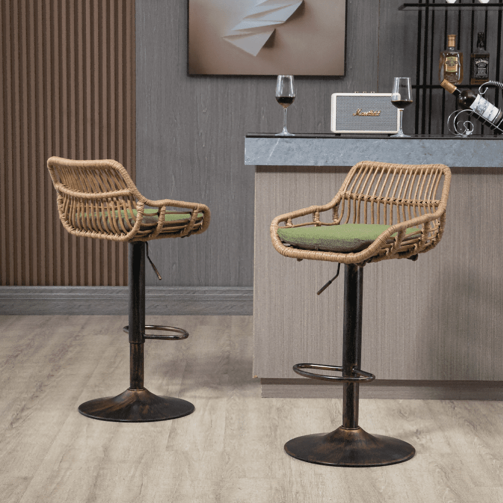 Vintage Kitchen Stool with Black Base, 360°Swivel Bar Stools ...