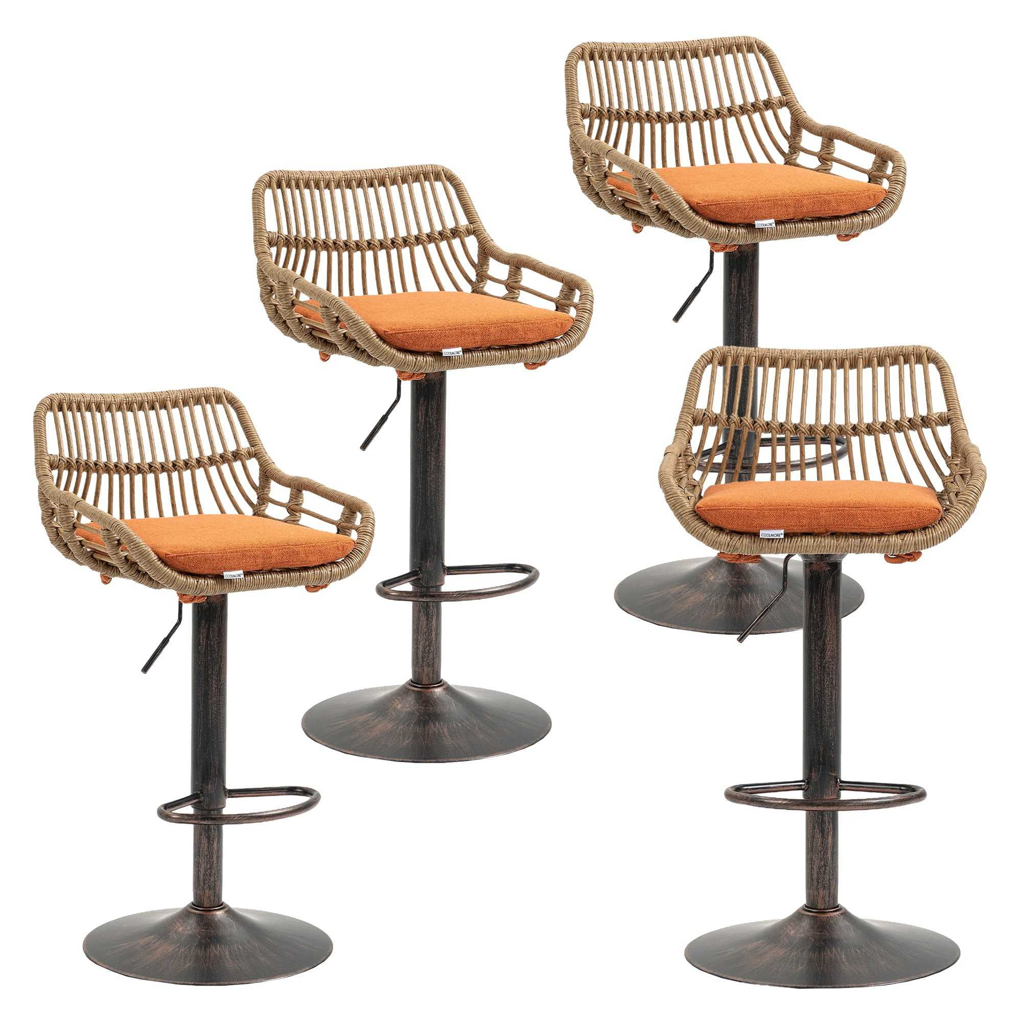 Vintage Kitchen Stool with Black Base, 360°Swivel Bar Stools ...