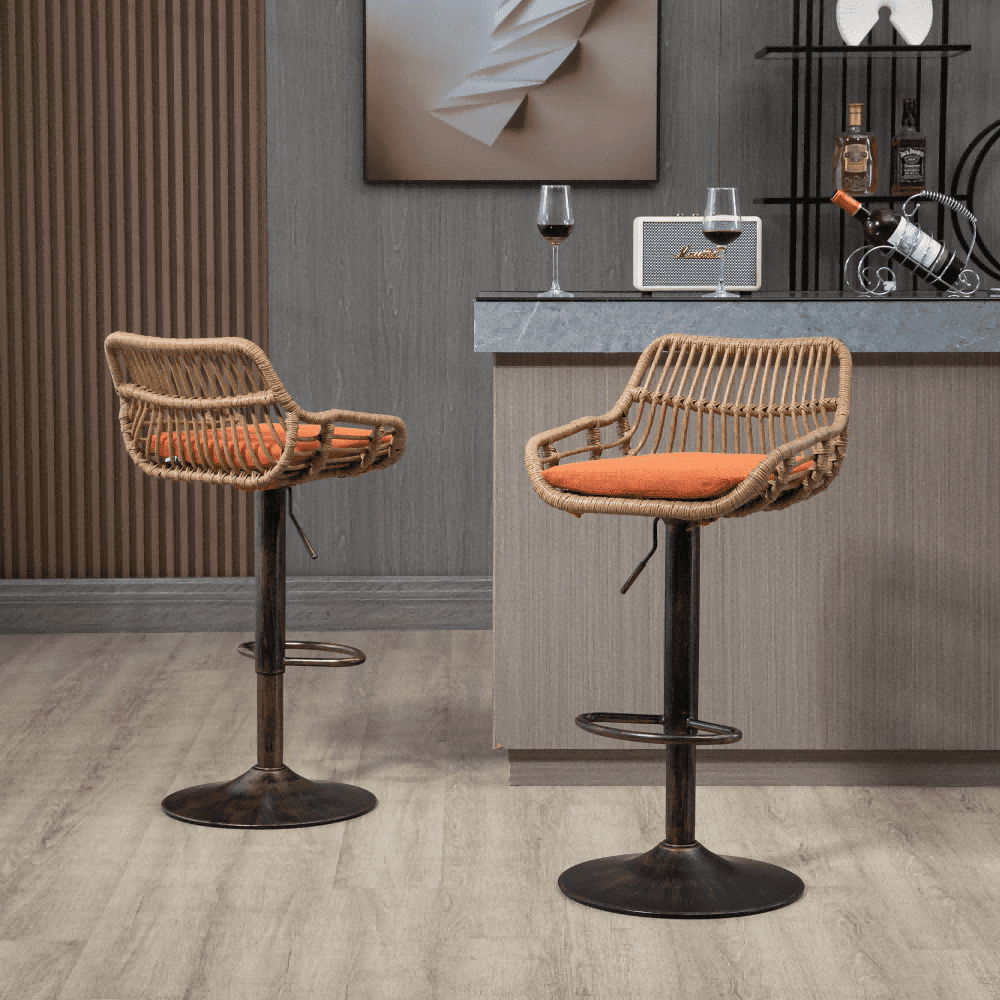 Vintage Kitchen Stool with Black Base, 360°Swivel Bar Stools ...