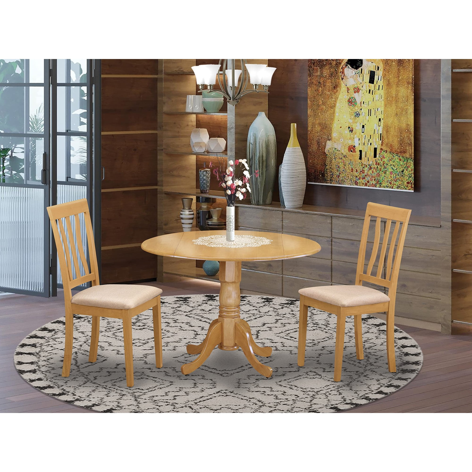 Vintage Kitchen Table Set - Elegant Oak Finish, 4 Chairs, Asian ...