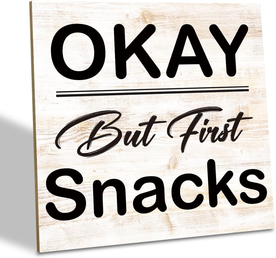 Vintage Kitchen Wood Sign Farmhouse Decor For Shelf Okay But First ...