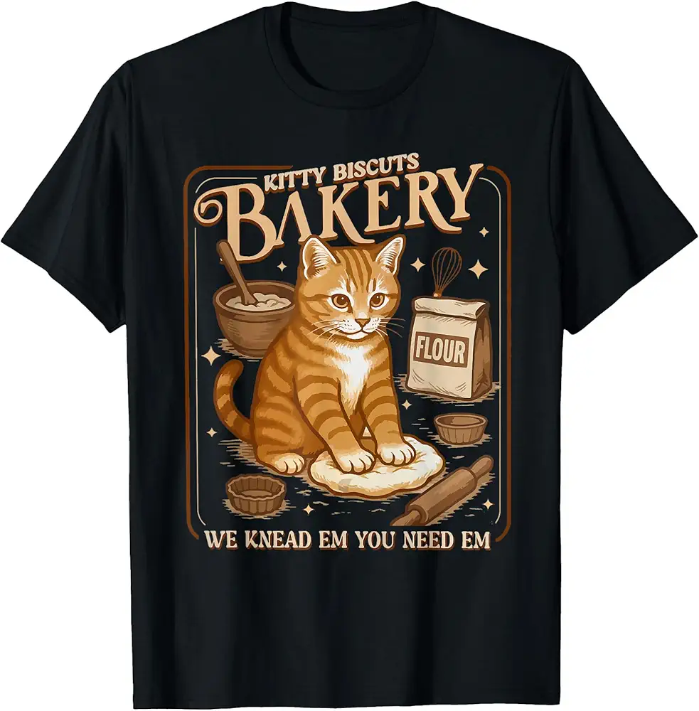 Vintage Kitty Biscuits Bakery Funny Cat Meme Art Unisex T-Shirt, up to ...