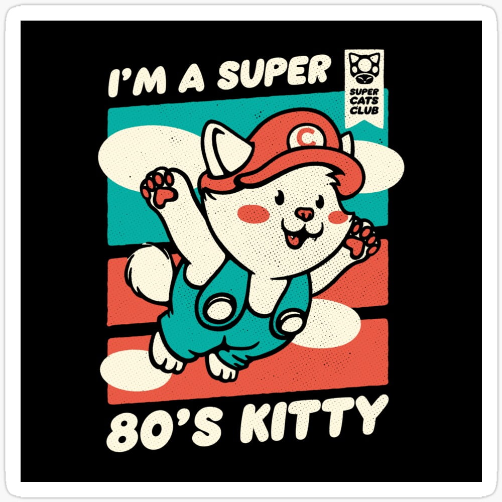 Vintage Kitty Video Game 80S Sticker Phone Decal Water Bottle Stickers ...