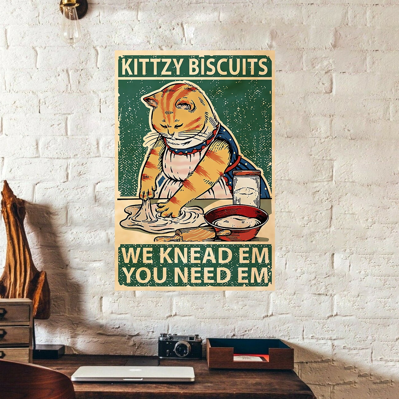 Vintage Kittzy Biscuits We Knead Em You Need Em Poster 24 x 36 Inch ...