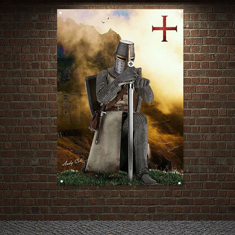 Vintage Knights Templar Crusader Poster Wall Art Flag Canvas Painting ...