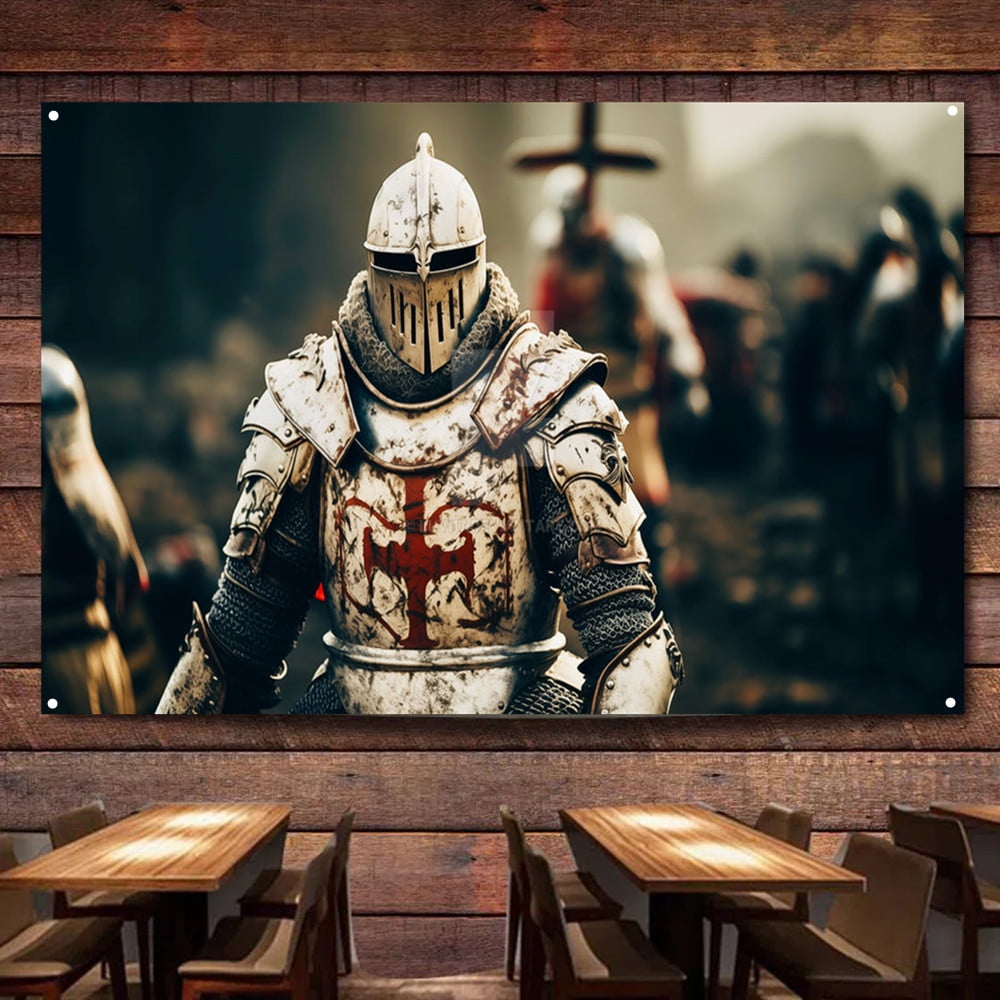 Vintage Knights Templar Posters Wall Decor Banner Crusader Flag Canvas ...