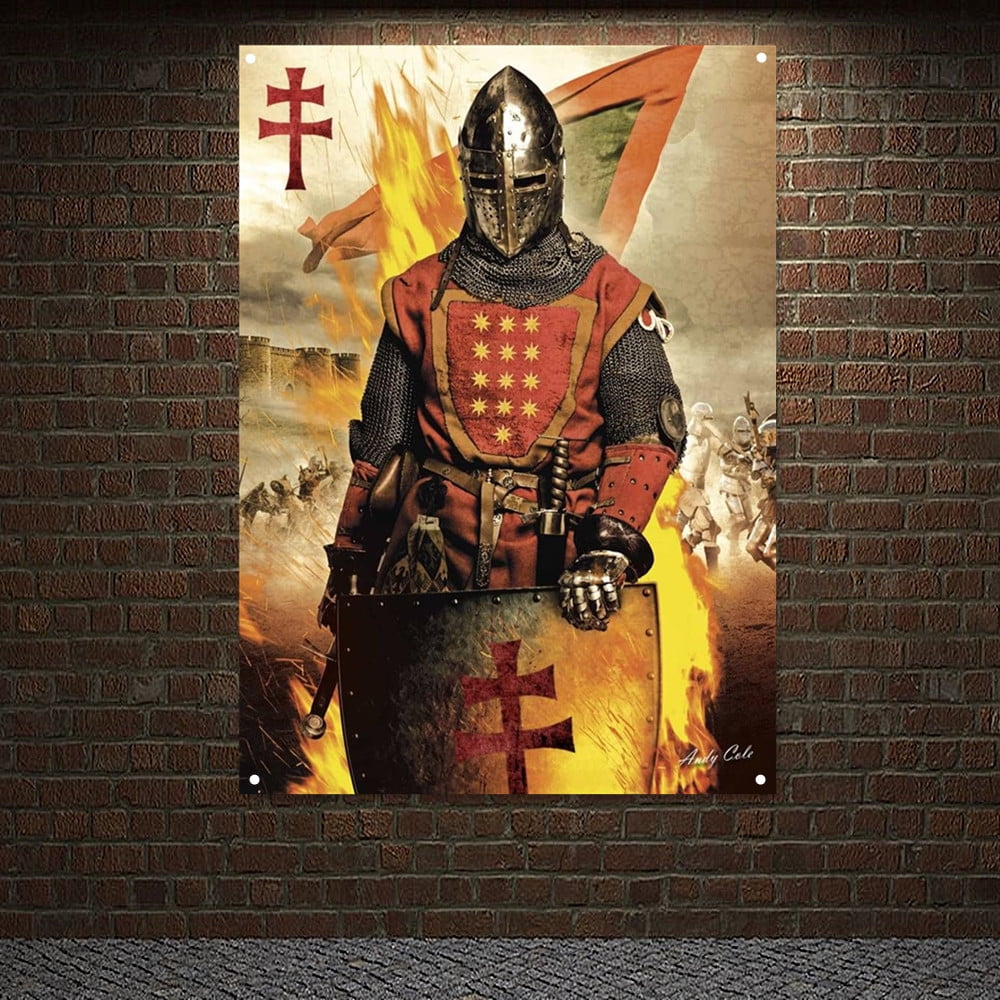 Vintage Knights Templar Tapestries Wall Chart Crusader Armor Warrior ...