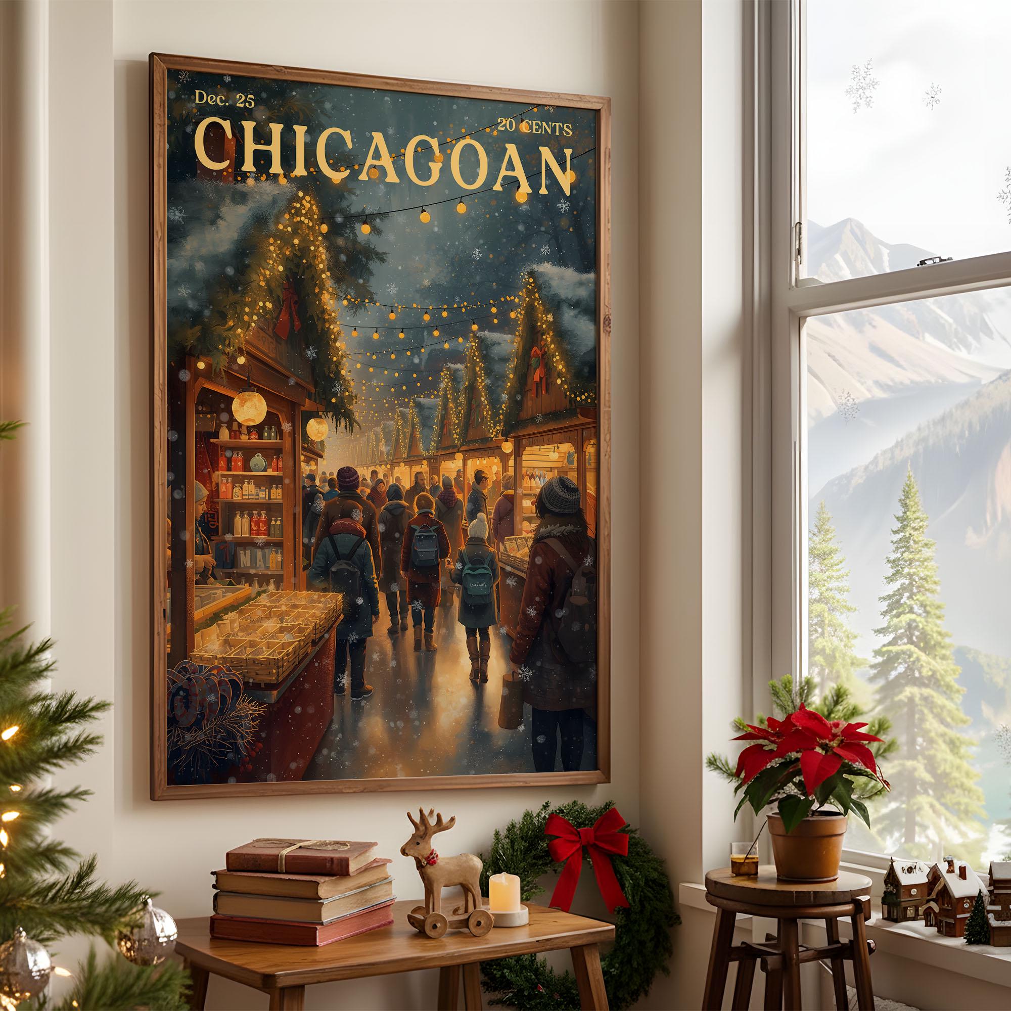 Vintage Kristmas Town Magazine Cover Print, Kristmas Tree Wall Art, Art ...